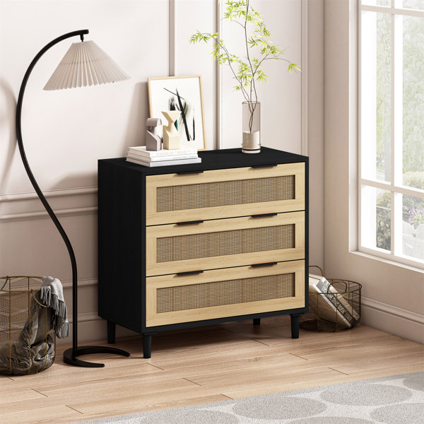 Bay Isle Home™ 3-Drawers Storage Cabinet Rope Woven Drawer For Bedroom ...