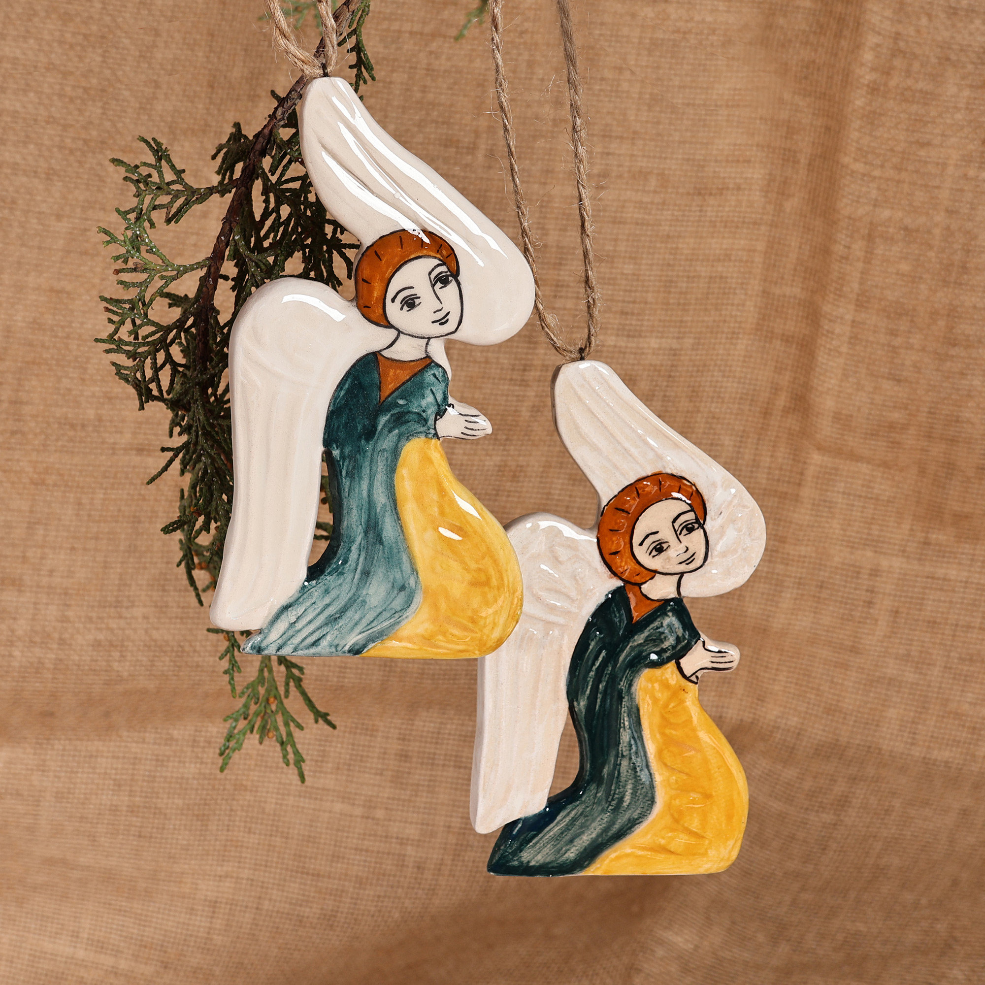 One Allium Way® Handmade Devotional Angels Ceramic Ornaments (Pair ...