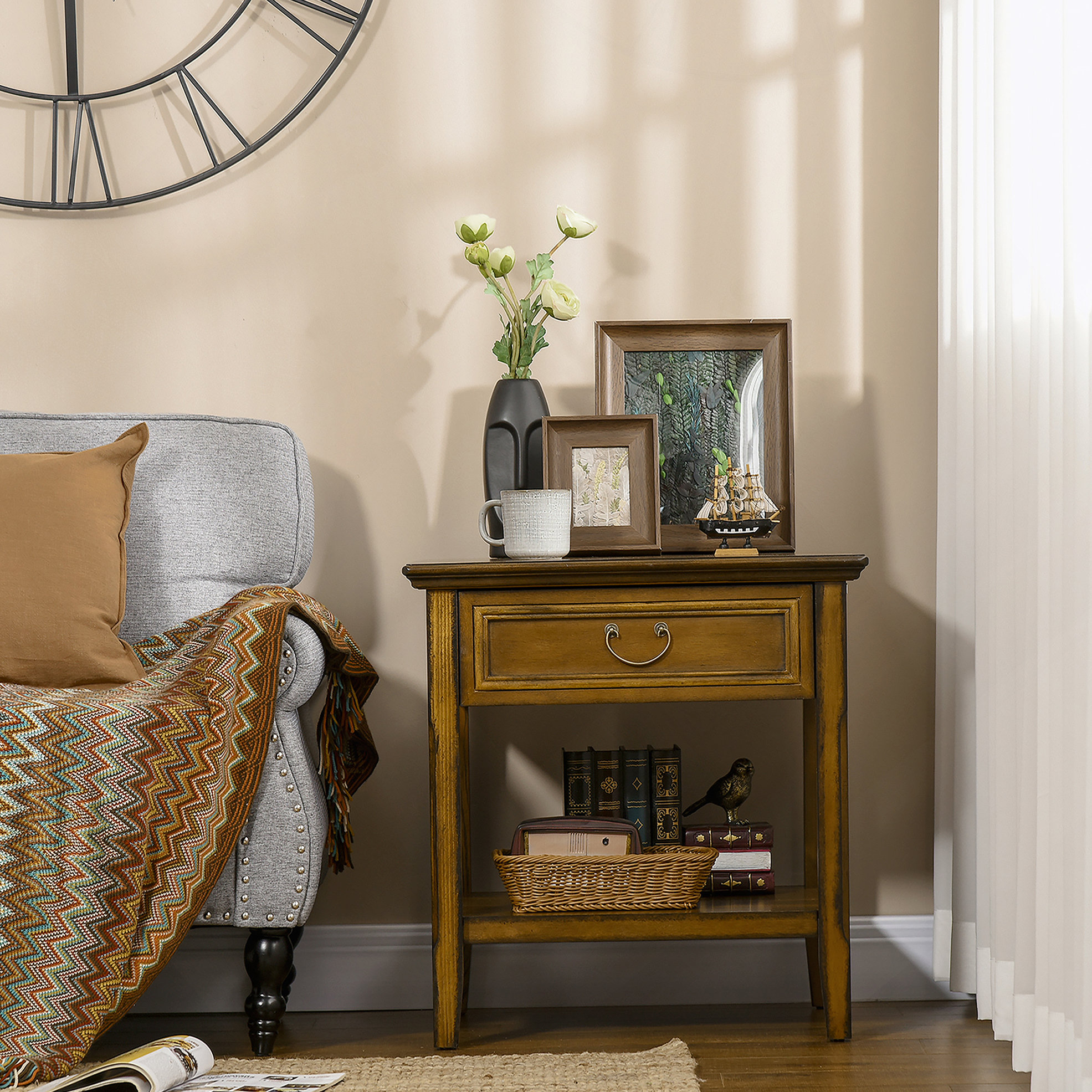 Lark Manor™ Side Table with Storage, Vintage End Table with Drawer and ...