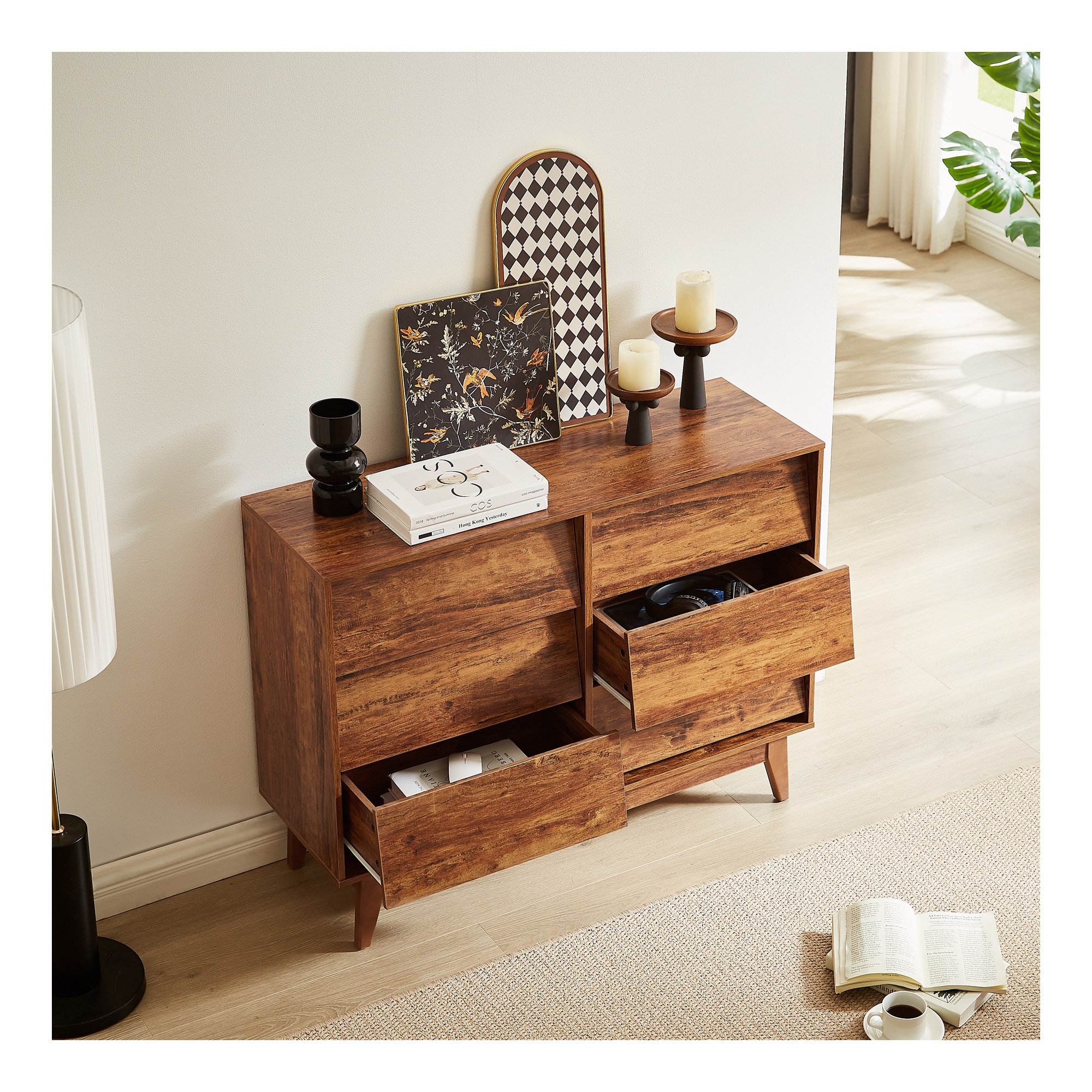 Winston Porter 6 Drawer Double Dresser Features Vintage-style and Bevel ...