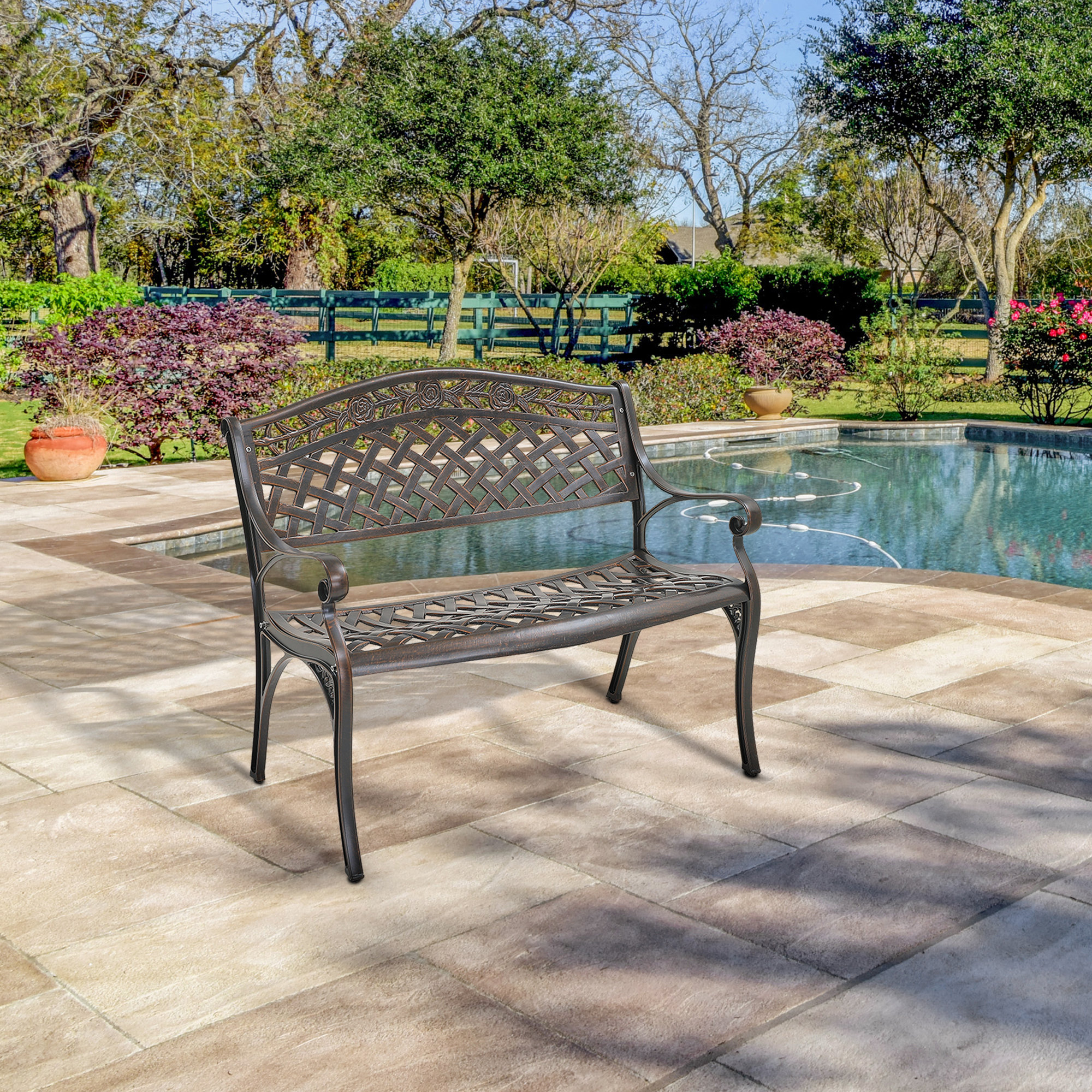 clihome Aluminum Garden Bench | Wayfair