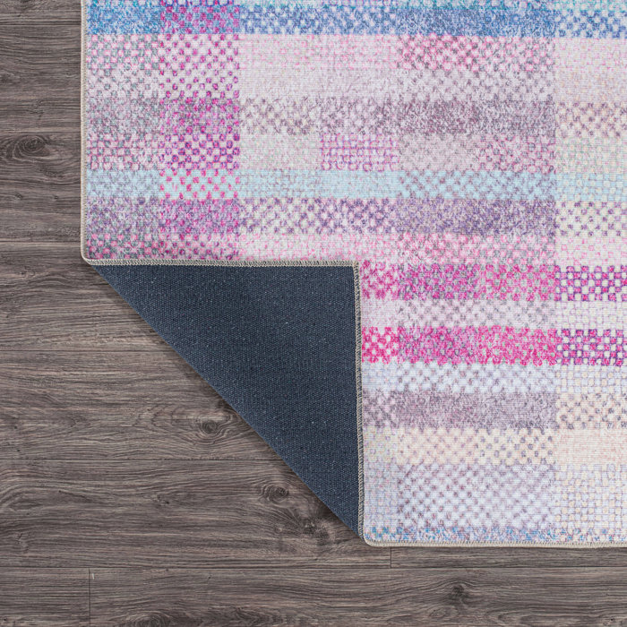 Gracie Oaks Plaid Flatweave Performance Multi Machine Washable Area Rug ...