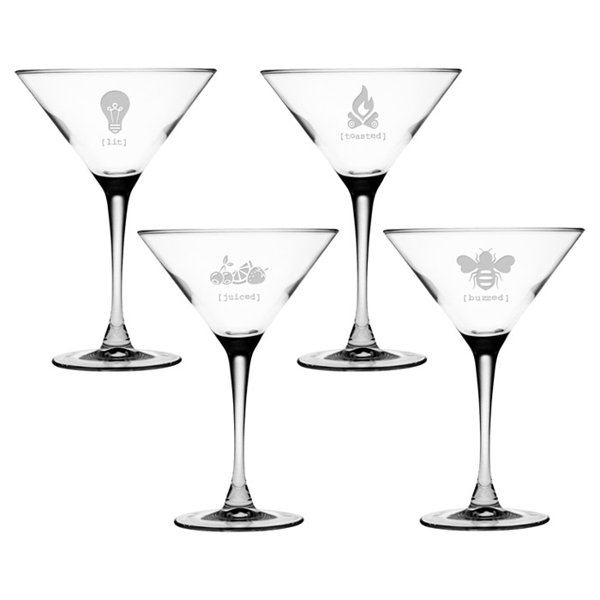 Susquehanna Glass Tipsy Assortment 4-Piece 7 oz. Martini Glass Set ...