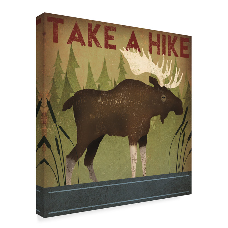 Millwood Pines 'Take a Hike Moose' Graphic Art Print on Wrapped Canvas ...