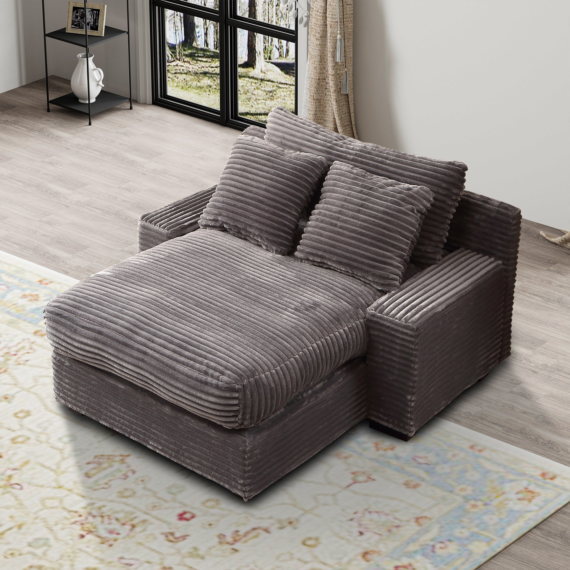 Mercer41 Anelly 48.8" W Upholstered Chaise Lounge Sofa Oversized ...