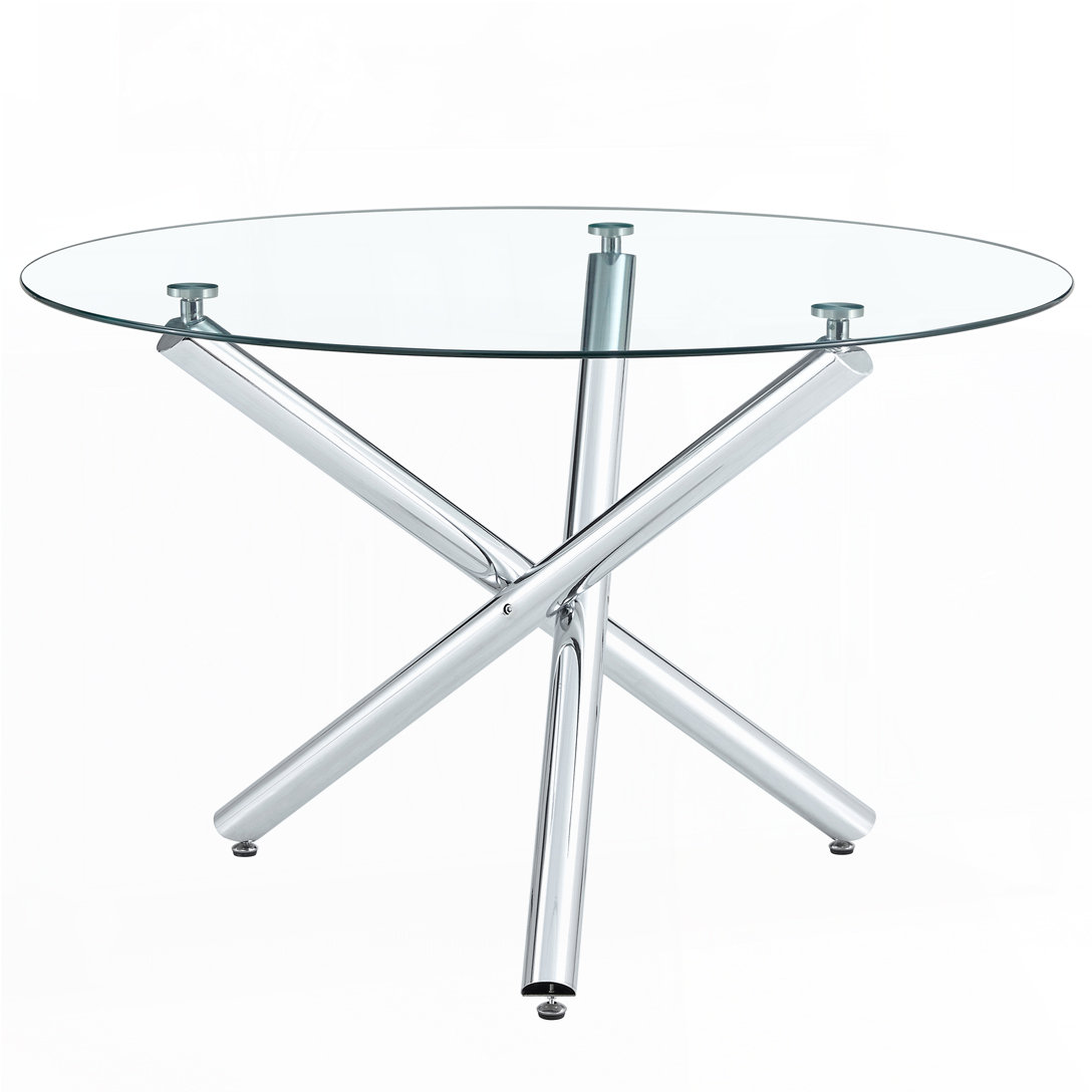 Mercer41 47.2-inch glass round table | Wayfair