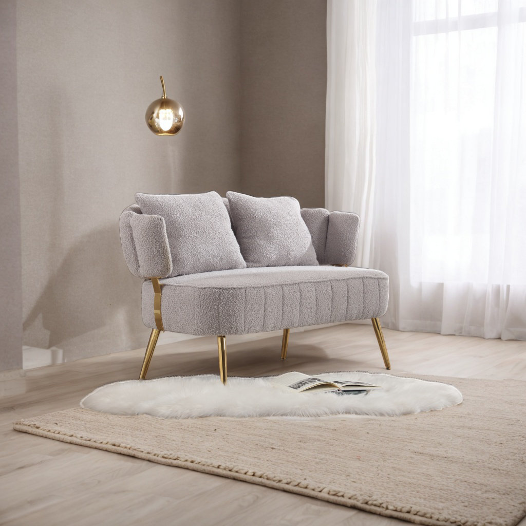 Mercer41 Mid Century Modern Seats Sofa With 2 Pillows,loveseat Armrest ...