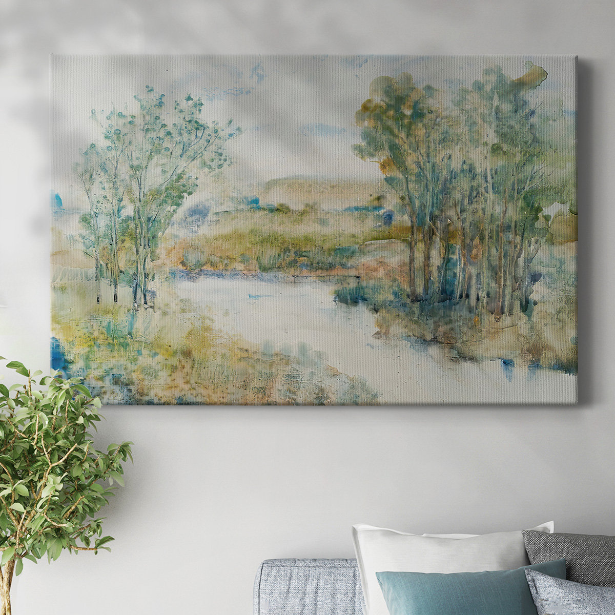 Lark Manor™ Trees on the Creek I -Gallery Wrapped Canvas | Wayfair
