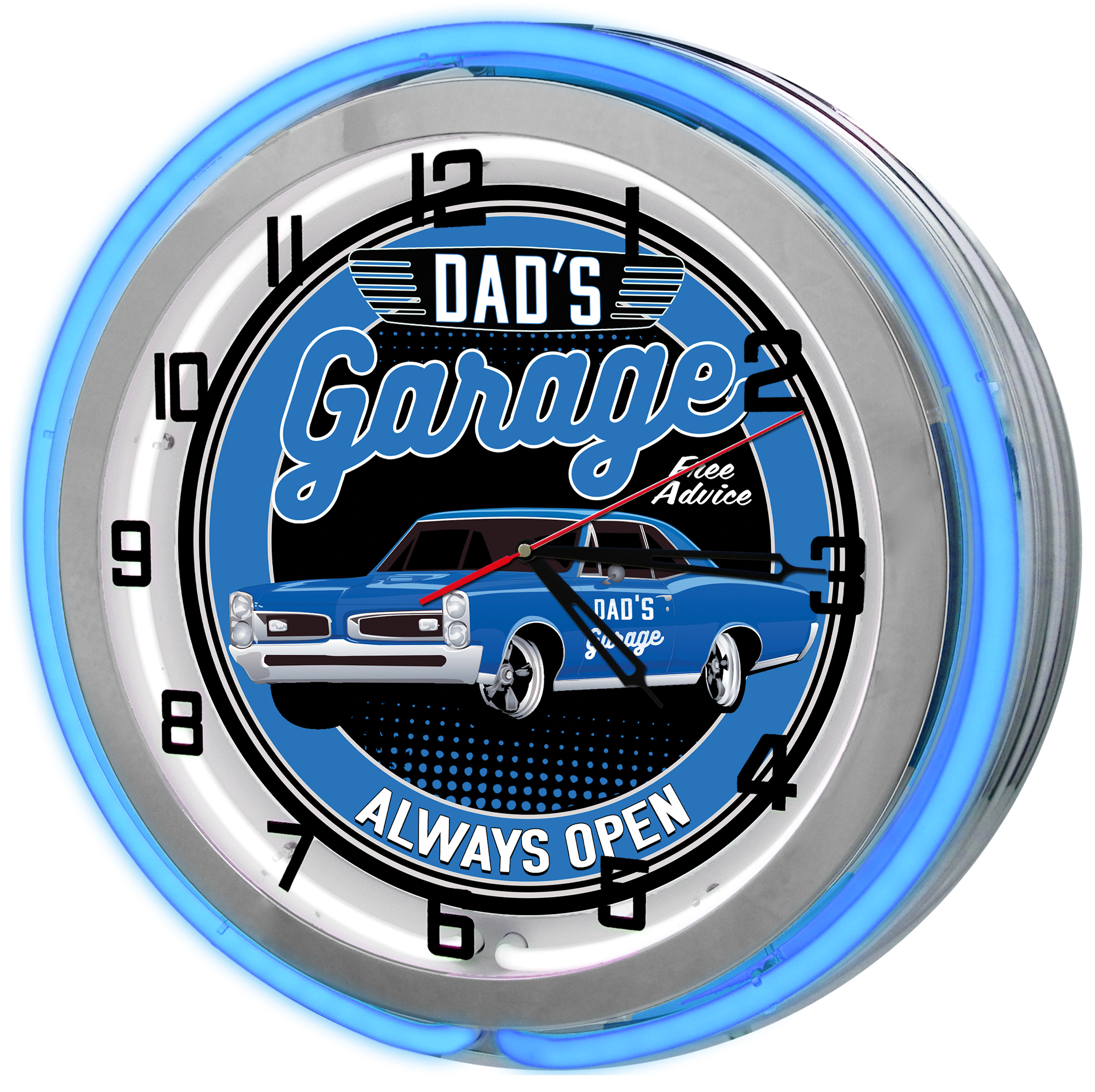 Redeye Laserworks Large 18.75" Blue Neon Retro Dad's Garage Wall Clock ...