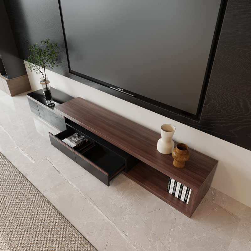 Brayden Studio® Jakori 98.42'' W Adjustable Length TV Cabinet & Reviews ...