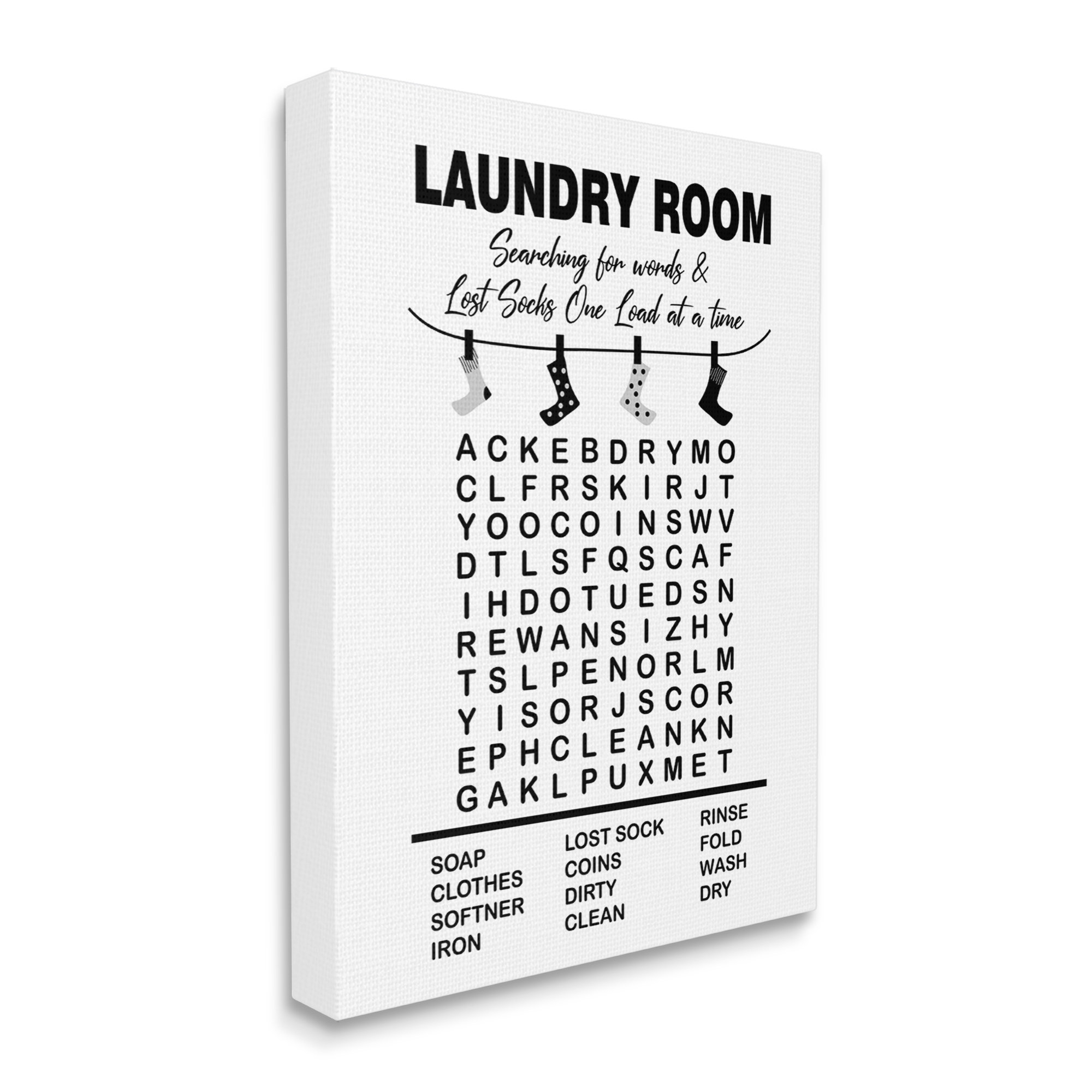 Stupell Industries Laundry Room Word Search Lost Socks Hanging by ...