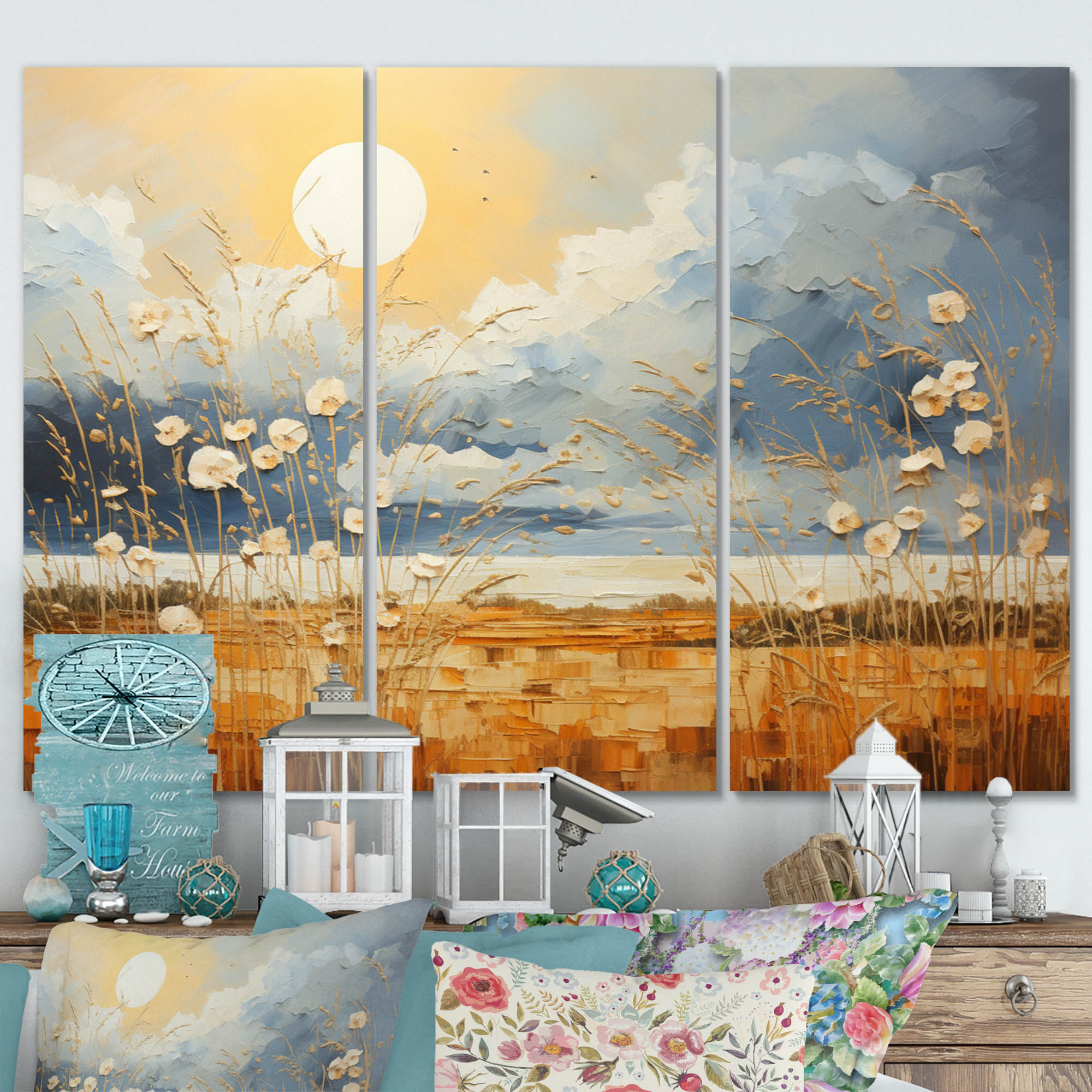 Winston Porter Clouds Prairies Collages IV On Canvas 3 Pieces Print ...