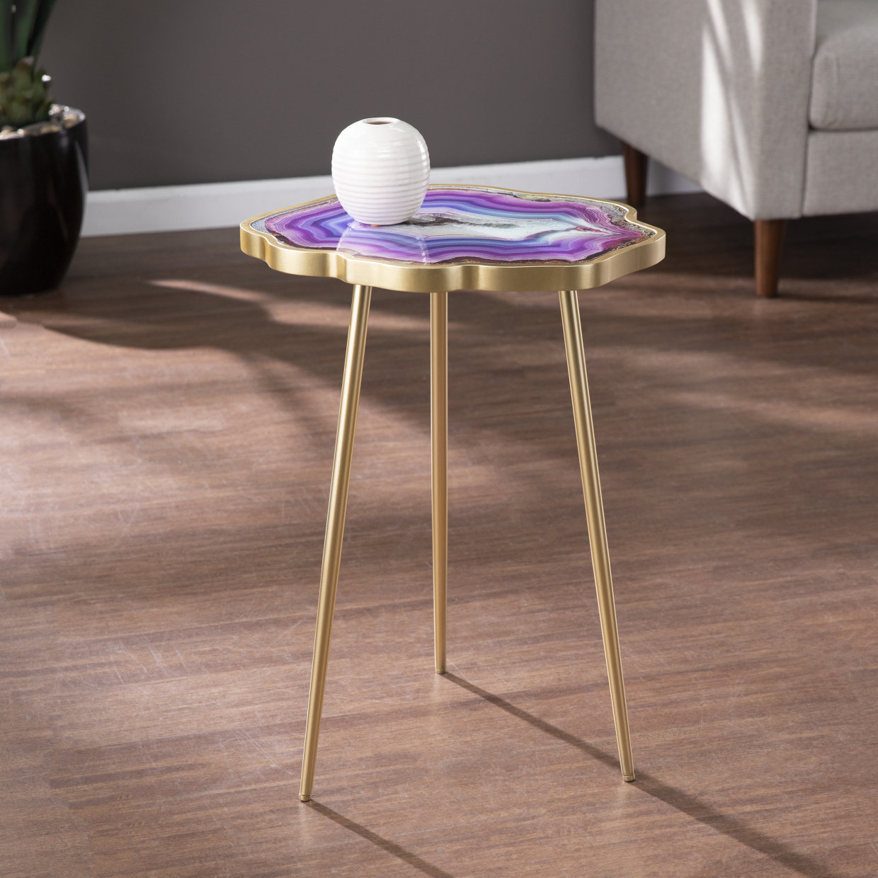 Ebern Designs Norcova Accent Table - Purple | Wayfair