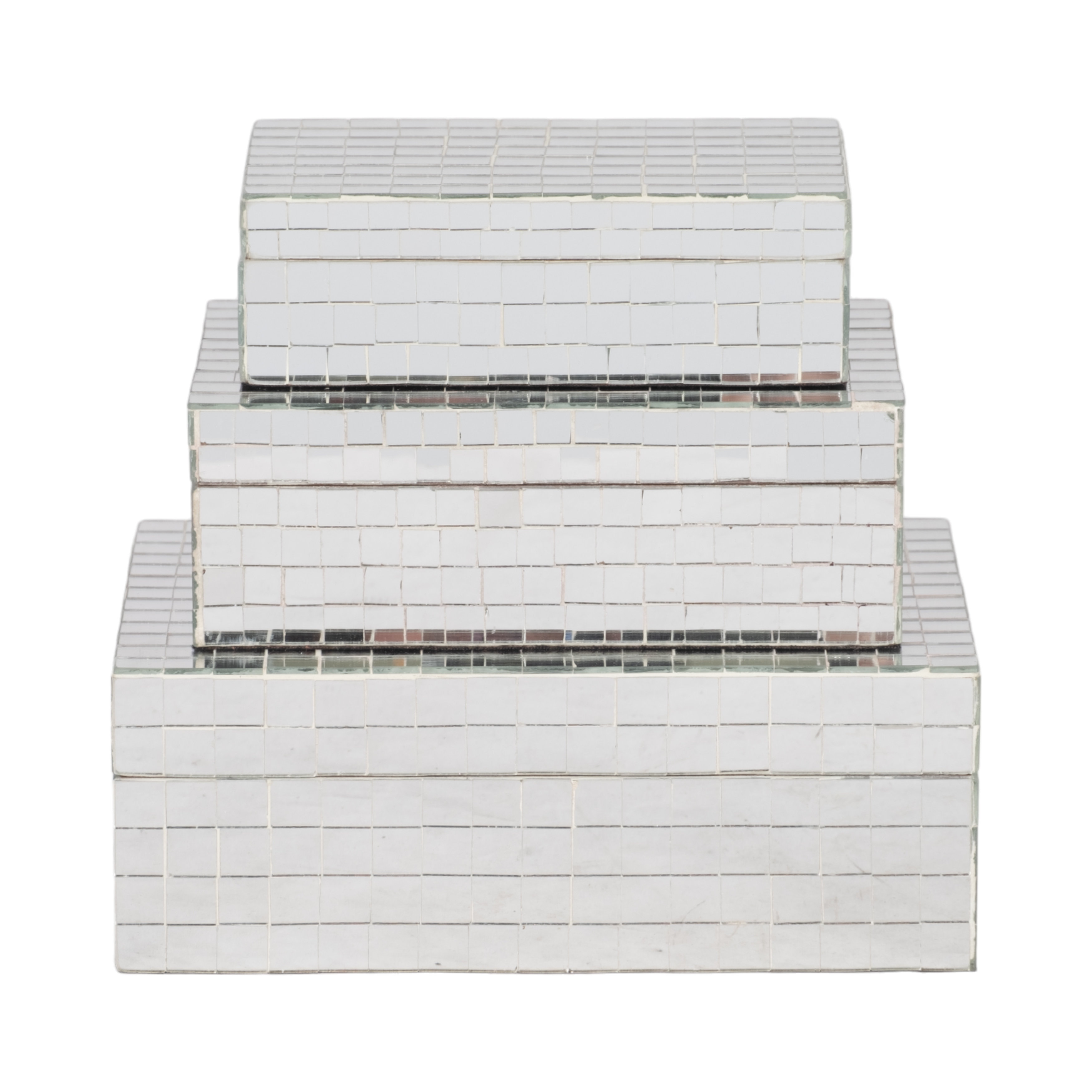 Everly Quinn Mosaic Boxes in Silver - Durable Wood & Elegant Non-Woven ...