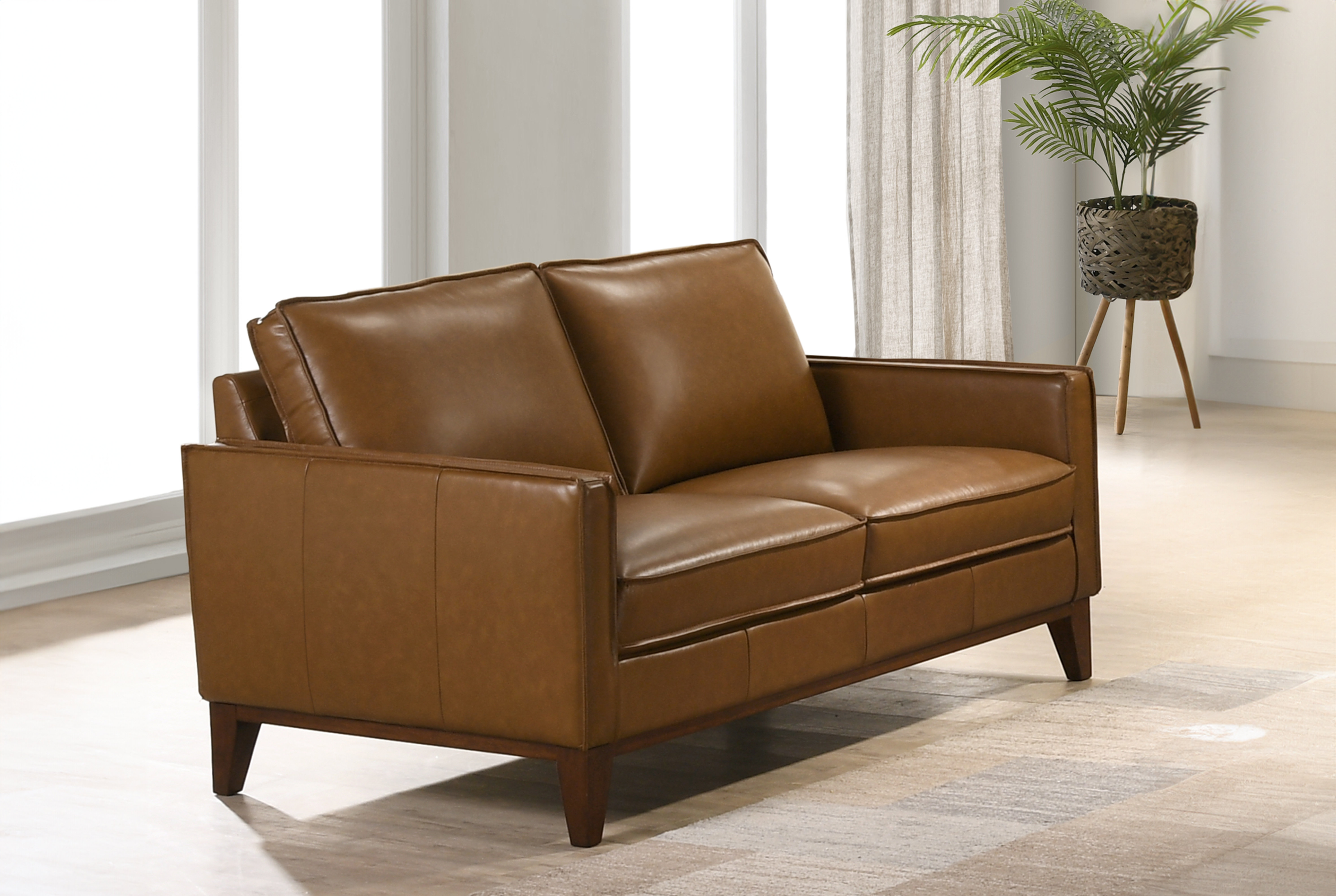 Wade Logan Caliah 59'' Leather Square Arm Loveseat, Caramel & Reviews ...