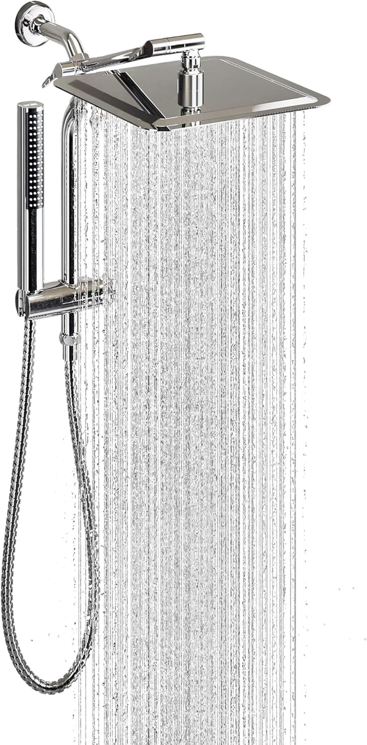Silodo 10'' Deluxe All-Metal Rainfall Showerhead with Handheld Sprayer ...