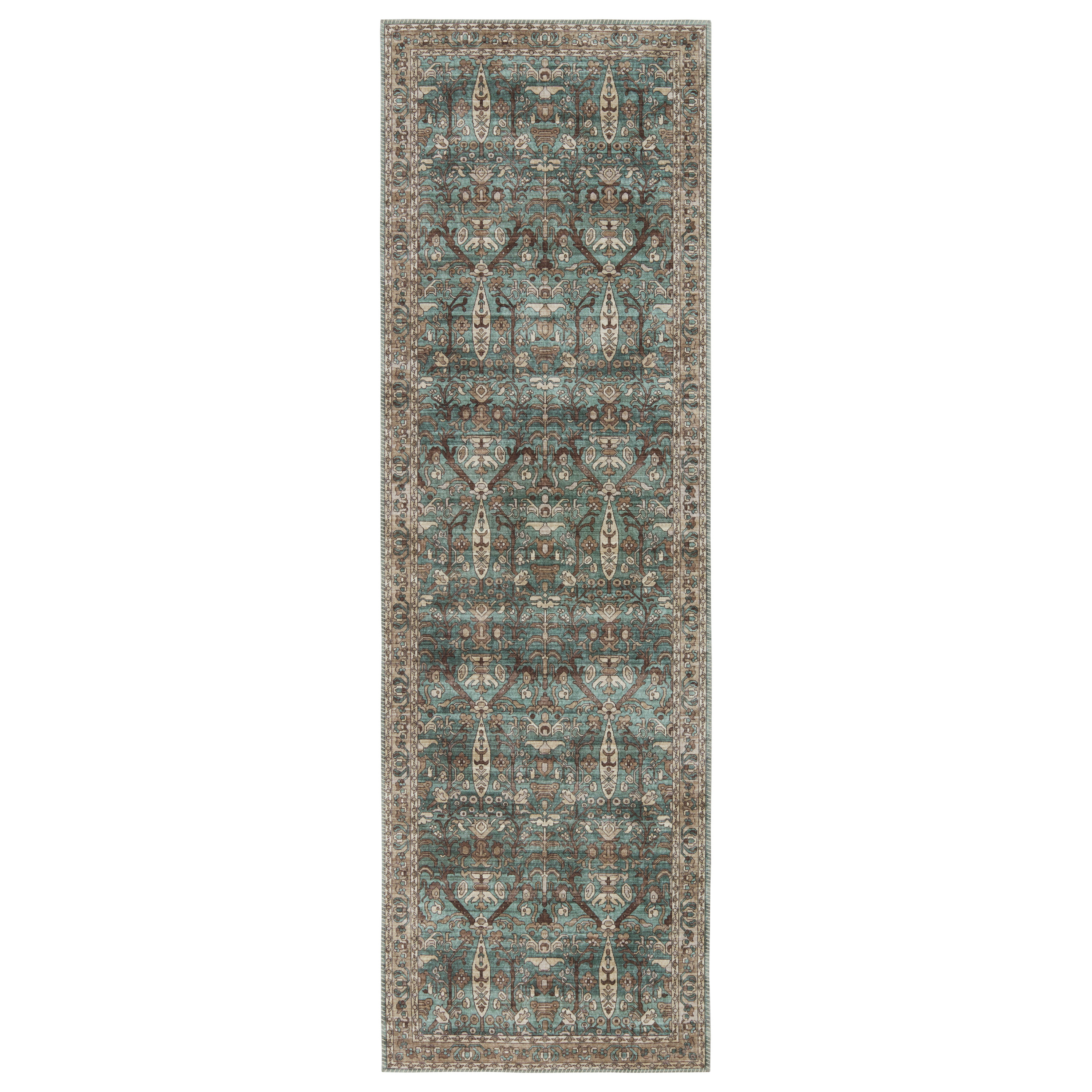 Nikki Chu Razi Machine Washable Performance Green/Tan Rug | Wayfair