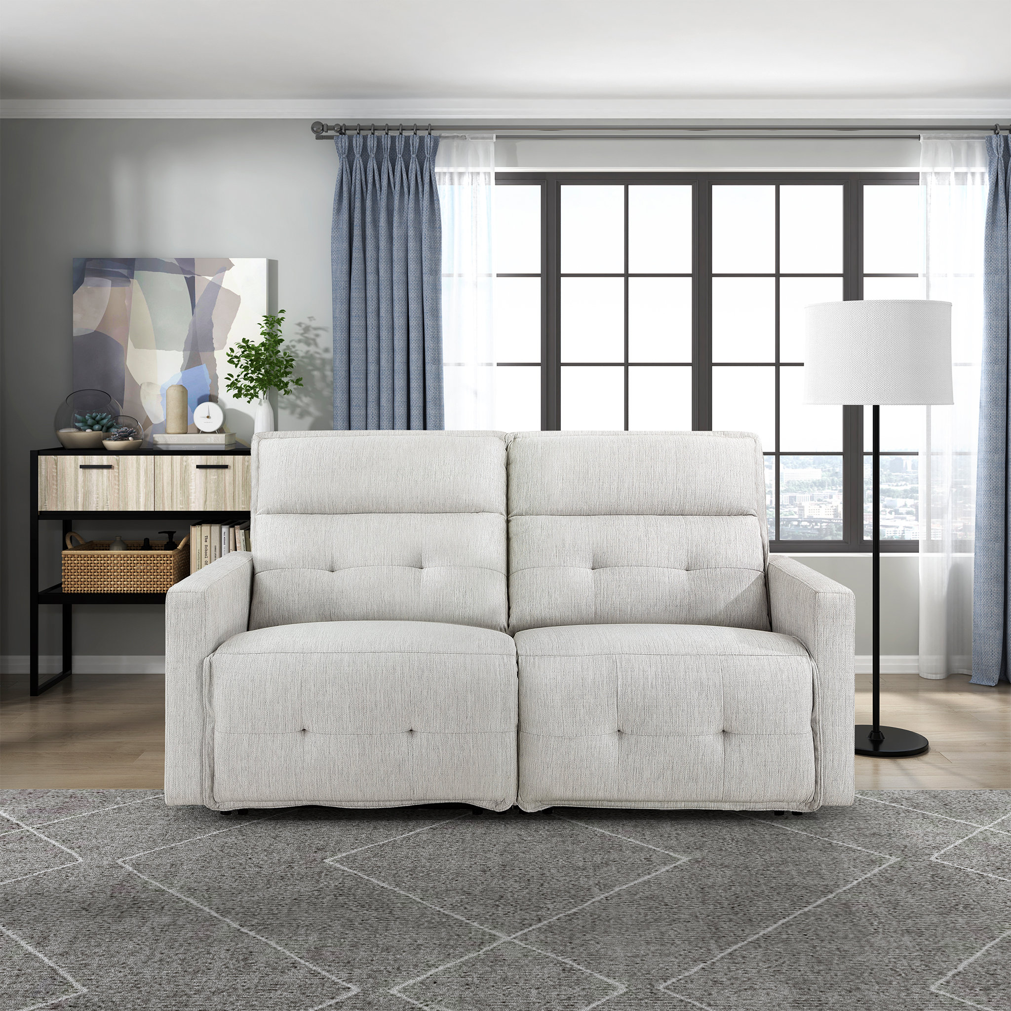 Latitude Run® Niehaus 72.5" Modern Wall-Hugger Power Double Reclining ...