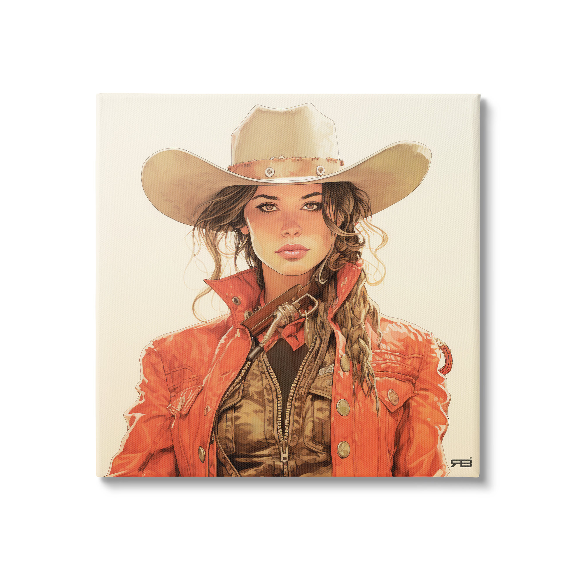 Winston Porter Cowgirl In Red Jacket On Canvas by RB Print | Wayfair