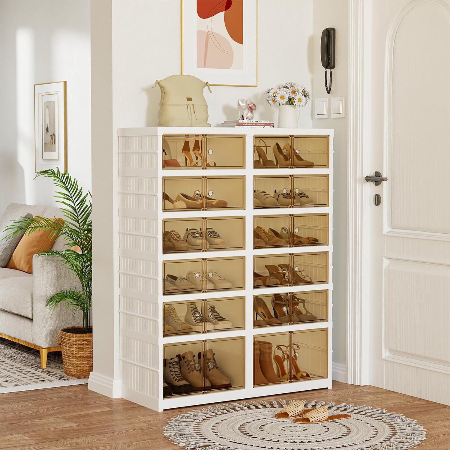 Rebrilliant 6 Tiers Foldable Shoe Rack Organizer, 24 Pairs Stackable ...