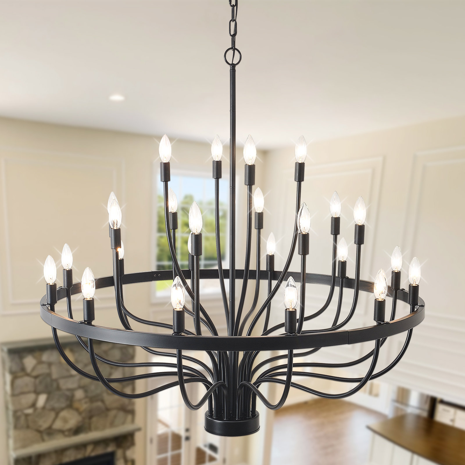 Winston Porter 18 Light Black Modern Chandelier Light Fixture & Reviews ...