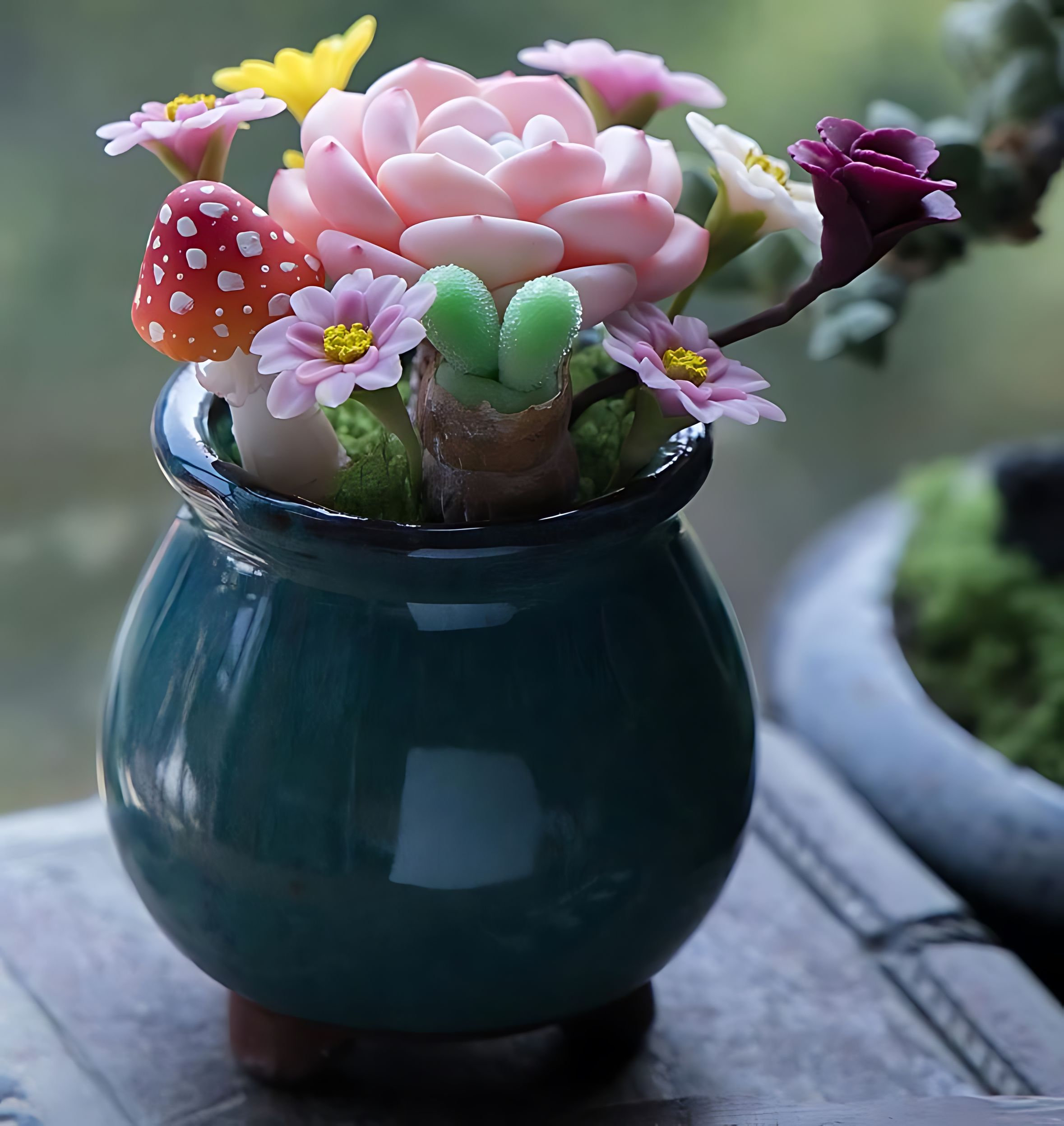 Primrue Hand Drawn Resin Clay Handicrafts, Succulent Simulation, Small ...