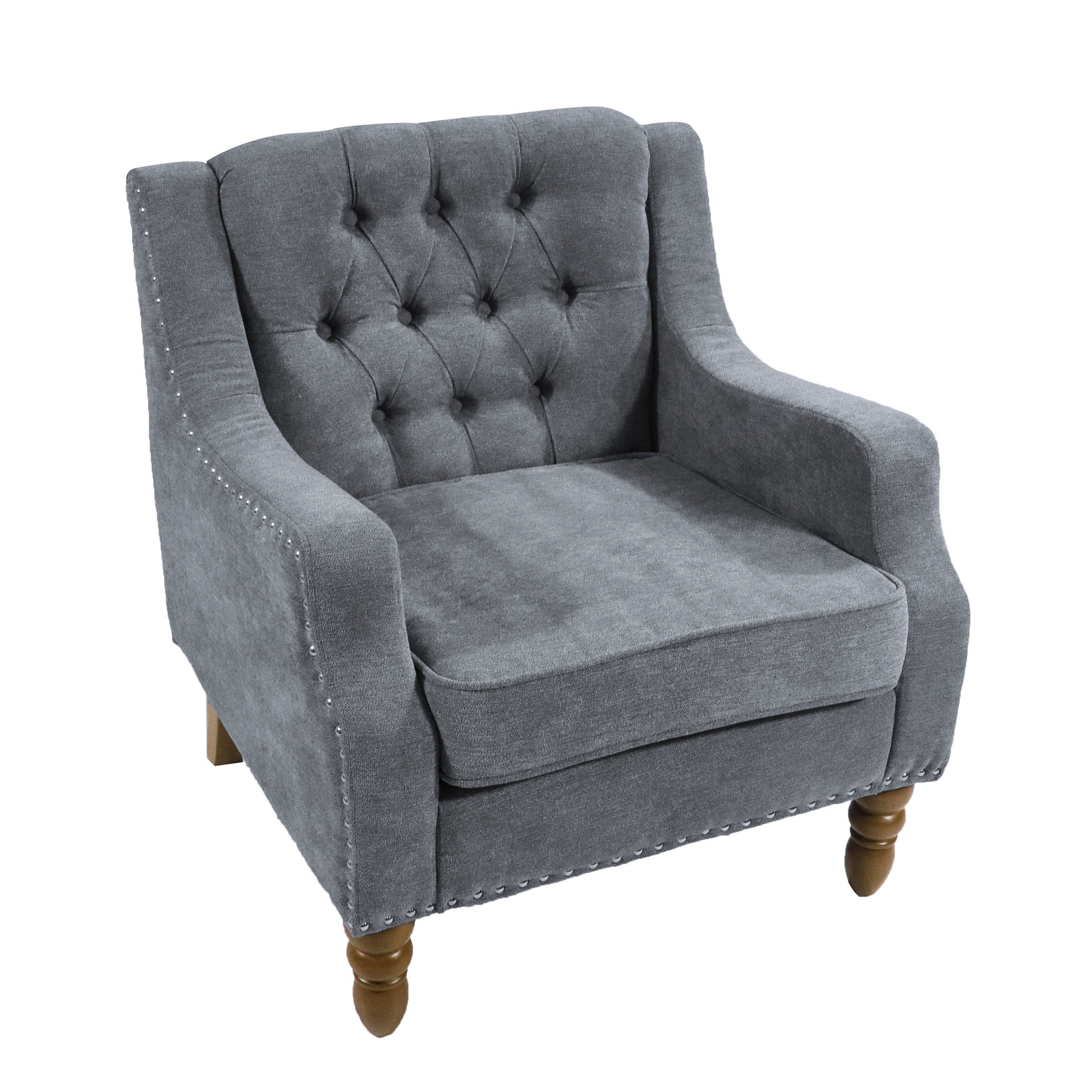 Alcott Hill® Comfy Living Room Chair - Grey Accent With Legs And Soft ...
