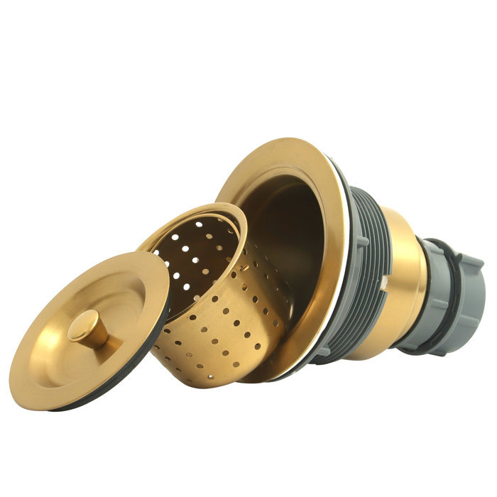 LQS 3-1/2 In. Gold Kitchen Sink Decorative Drain Basket Strainer Grid ...