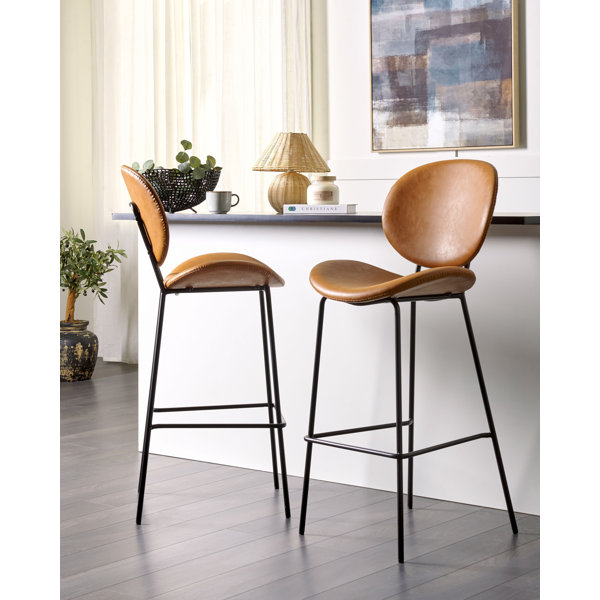 Beliani Luana Upholstered Counter Stool with Metal Frame | Wayfair.co.uk