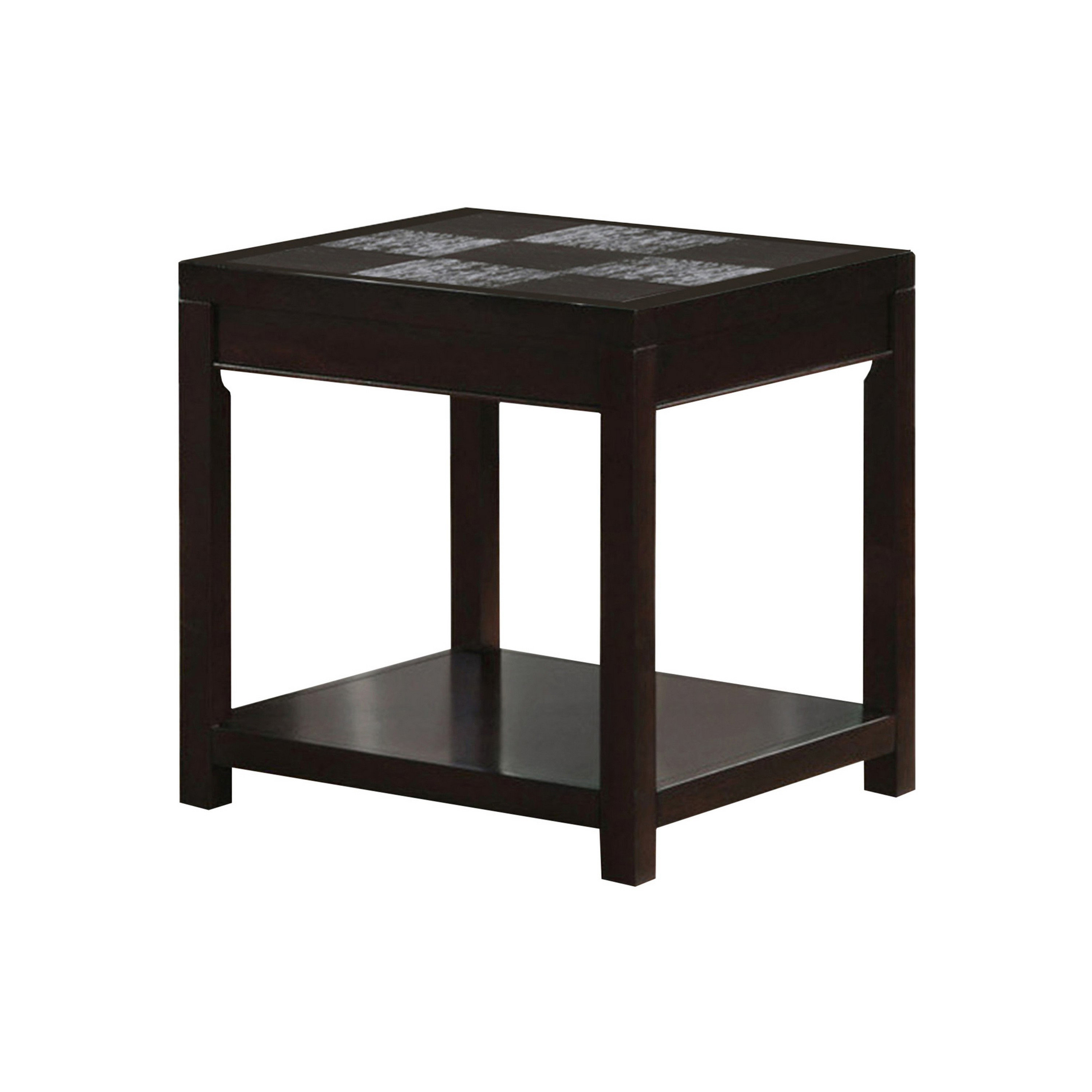 Benjara Accent Side Table, 24 Inch Square Inlay, Open Shelf, Espresso ...