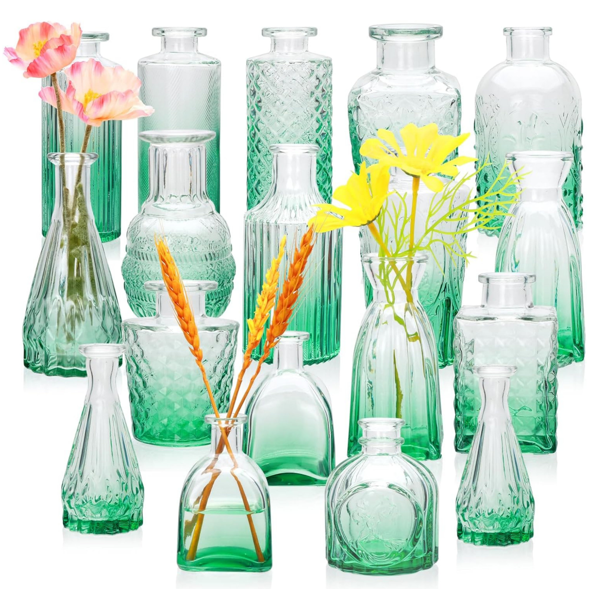 Vishda Apparel Glass Bud Vase Set Of 18, Small Glass Vintage Vases For ...