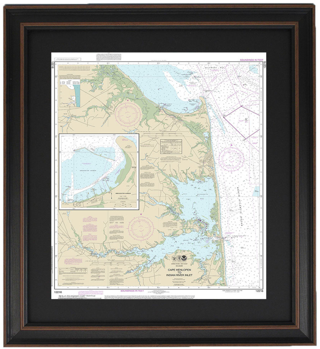 Longshore Tides Rehoboth Beach; Rehoboth Bay | Nautical Chart | Framed ...
