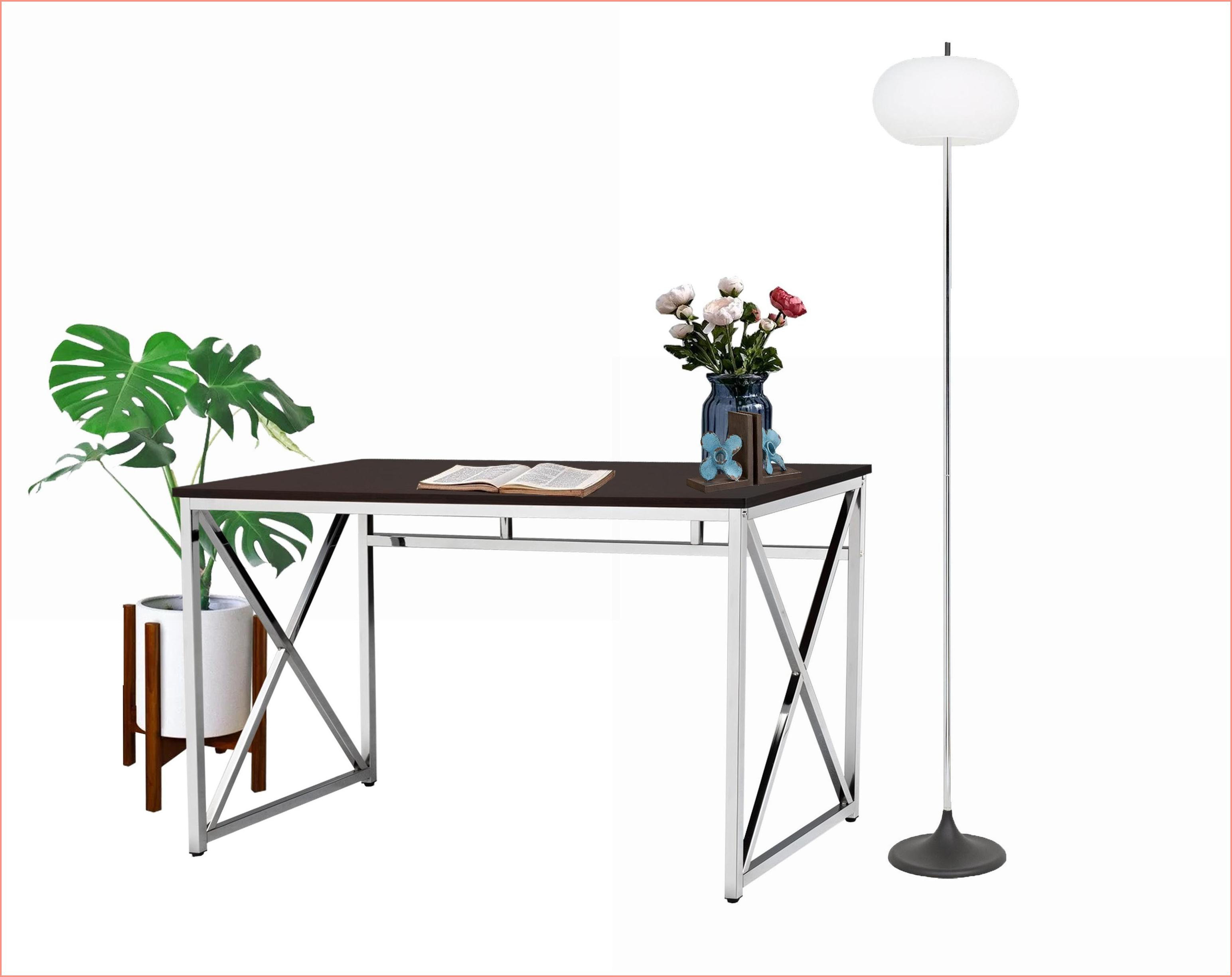 Ebern Designs Desks, Modern 47” Wide Home Office Desk with Chrome Legs ...