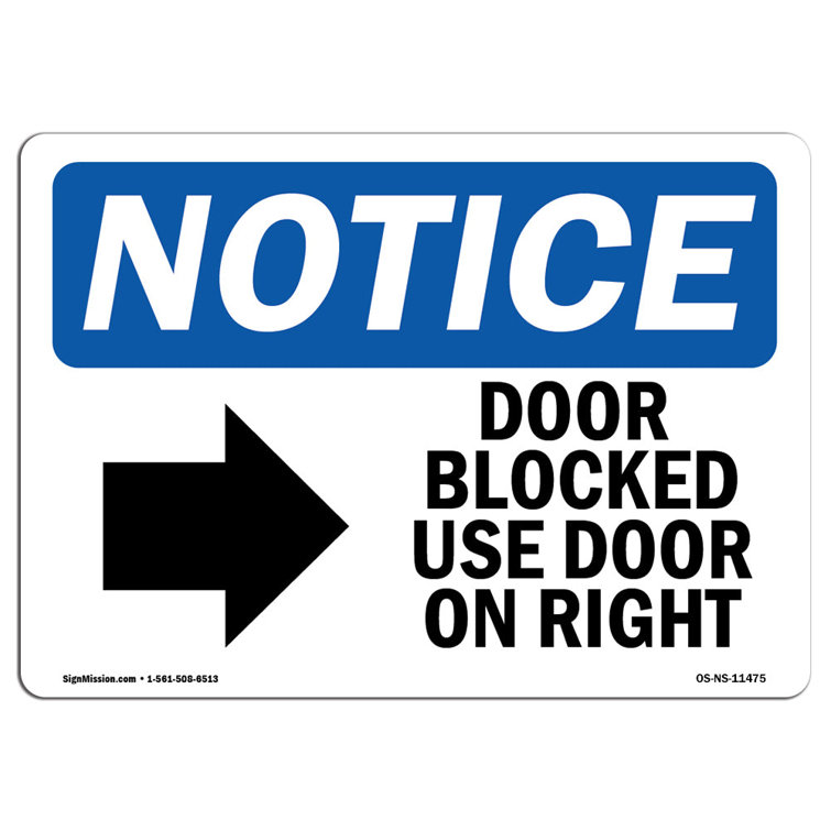 SignMission Door Blocked Use Door on Left Sign with Symbol | Wayfair