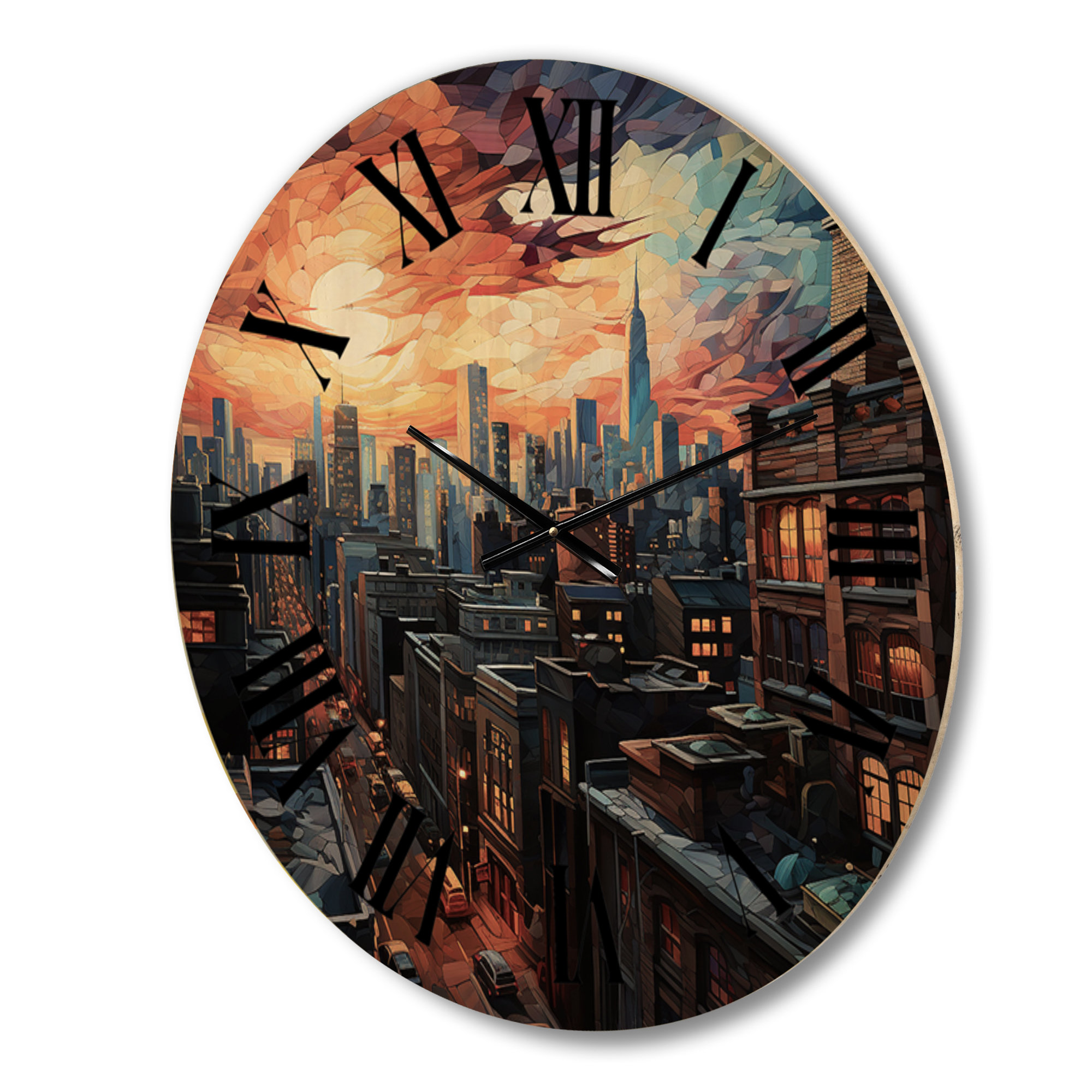 East Urban Home Surrealism City II - Abstract Realism Oversized Wood ...