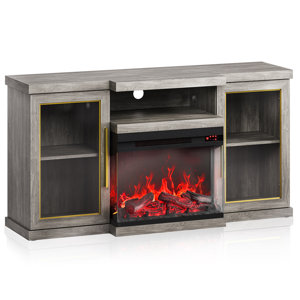Latitude Run® 57'' W Storage Credenza with Electric Fireplace Included ...