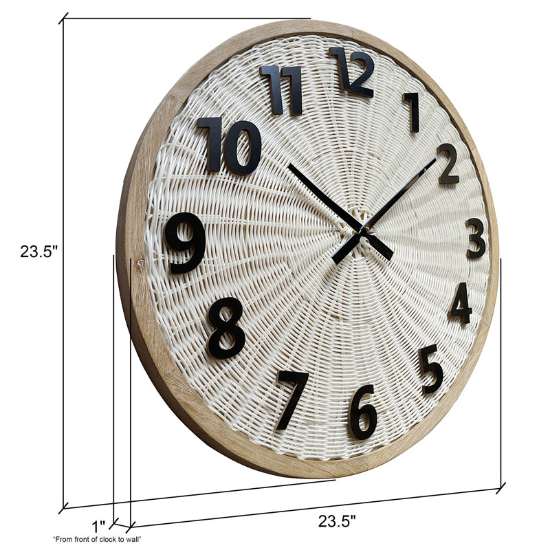 Bay Isle Home™ Luciana Woven Rattan Round Wall Clock | Wayfair