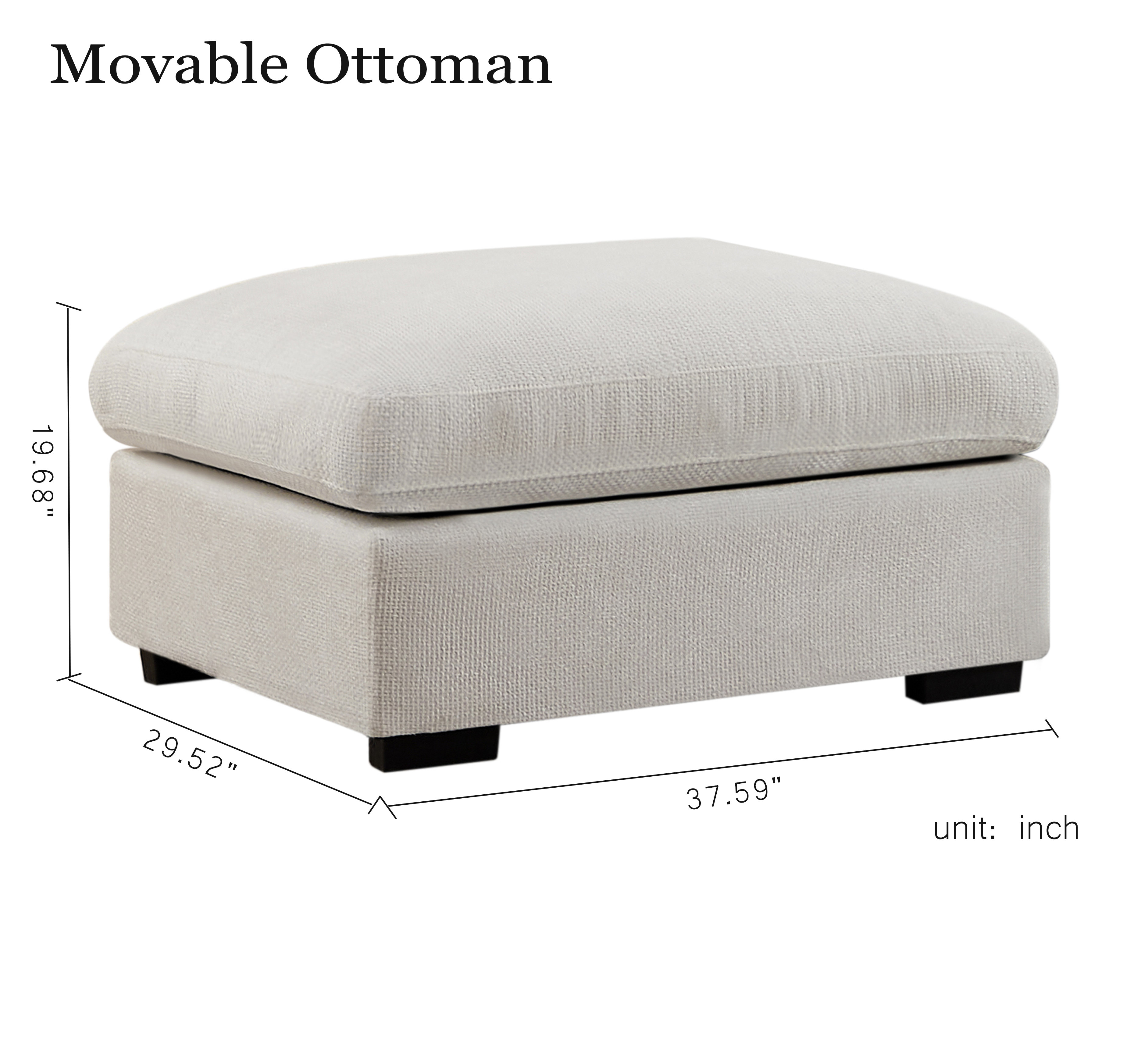 Ebern Designs Aariketh 130.87”Wide Upholstered Loose Back Modular ...