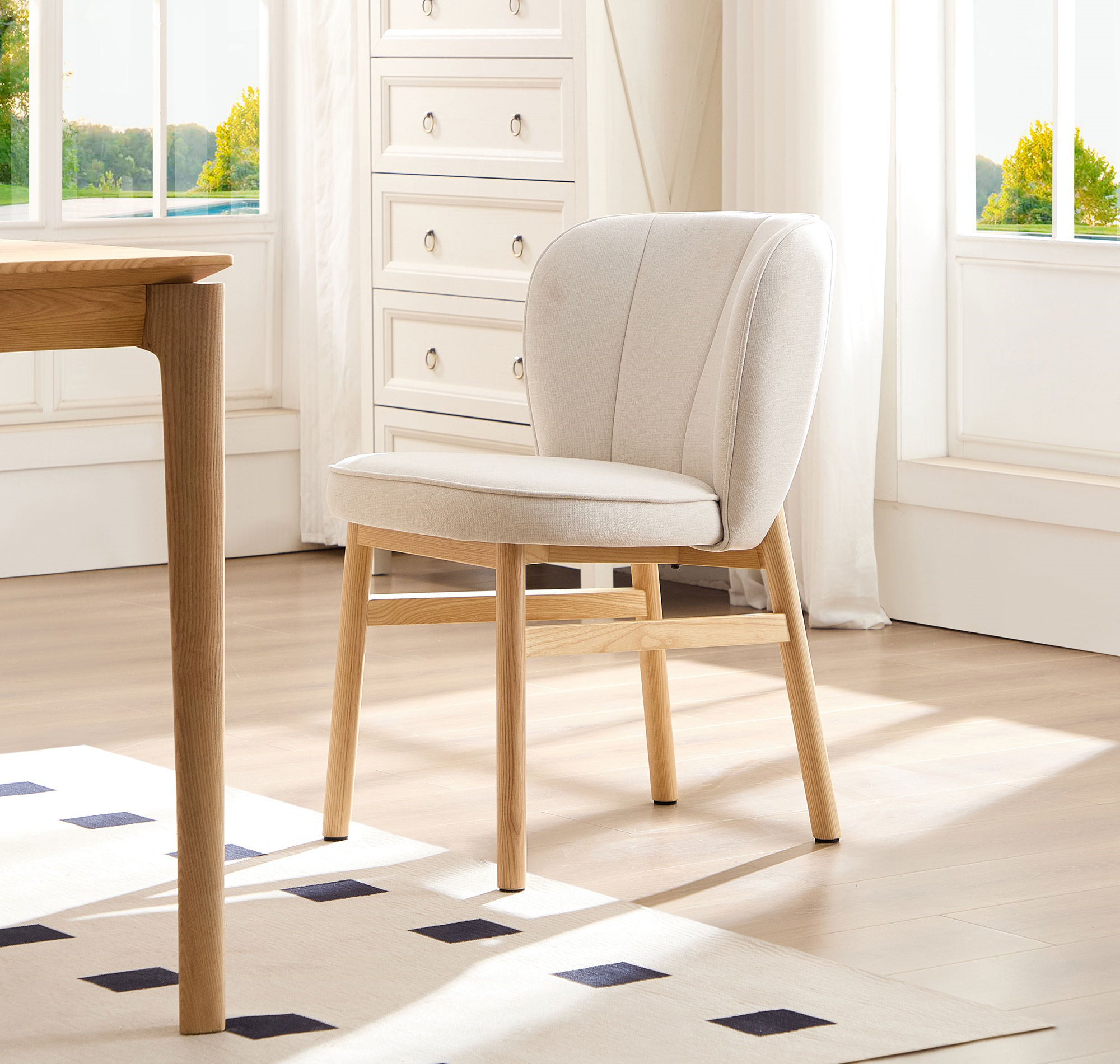 George Oliver 1 PC Wooden Frame Upholstered Shell Dining Chair,Modern ...