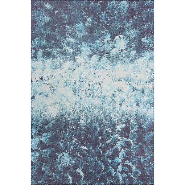 Ivy Bronx Jurdi Performance Blue Rug | Wayfair