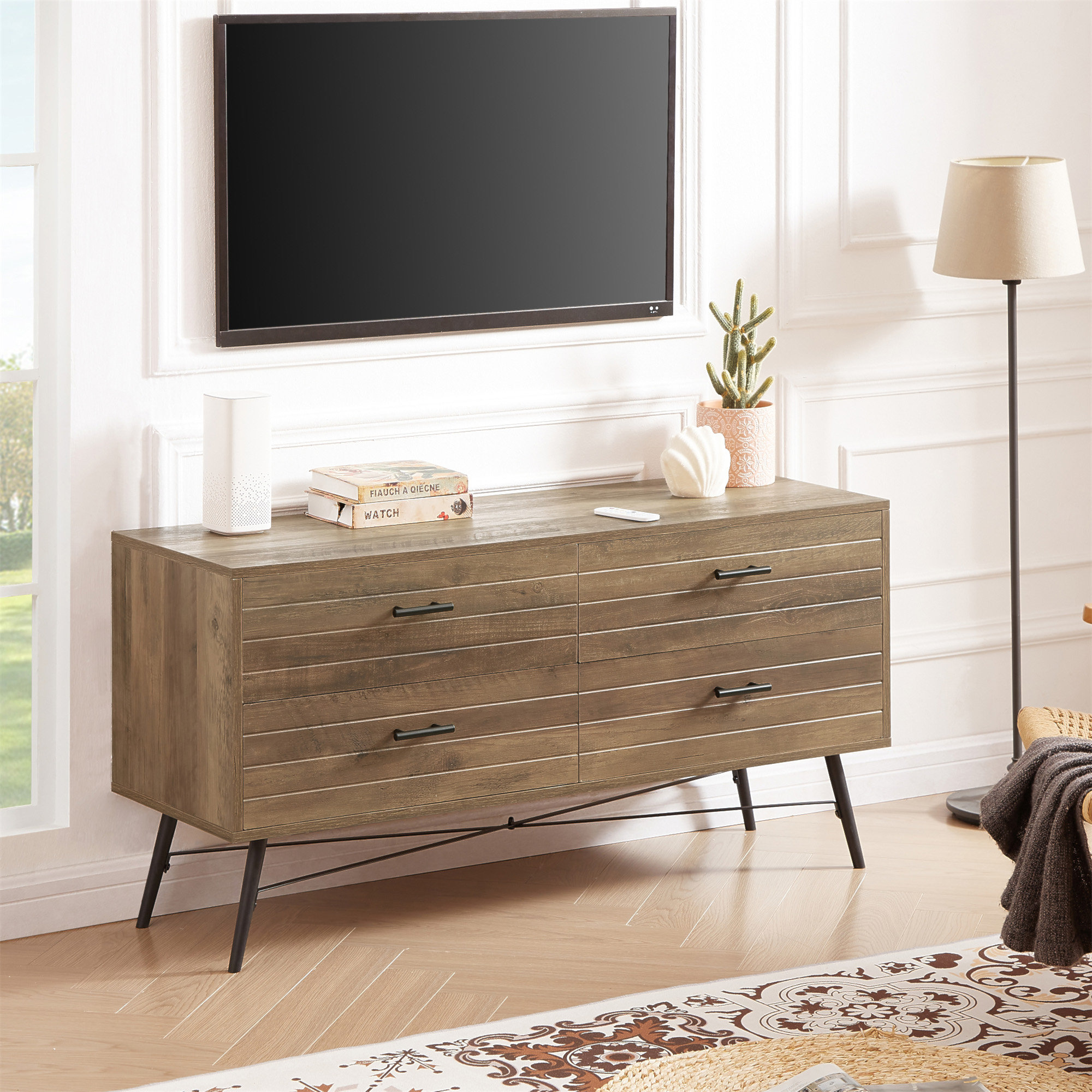 STYLISH 4-Drawer Chest, 4 Drawer Dresser TV Stand For TV, Dressers ...