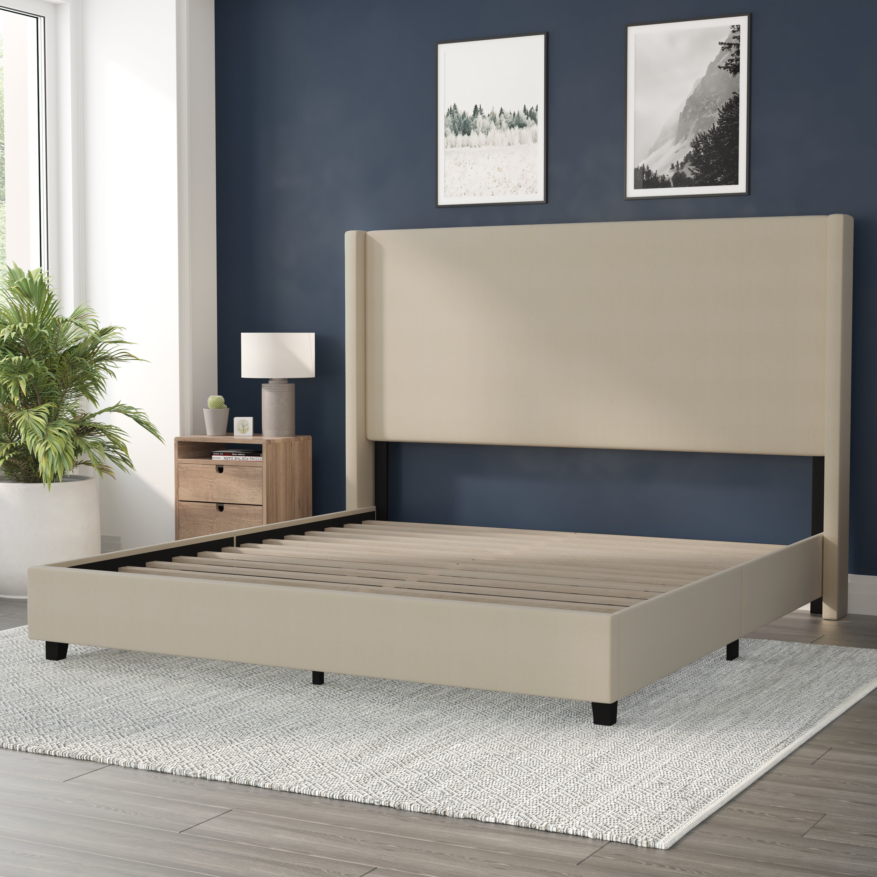 Wade Logan® Bailynn Upholstered Platform Bed with Channel Stitched ...