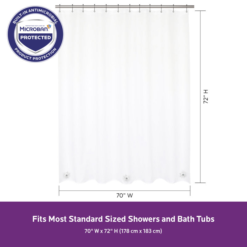 Wayfair Basics® Microban Protected PEVA Solid Color Single Shower ...