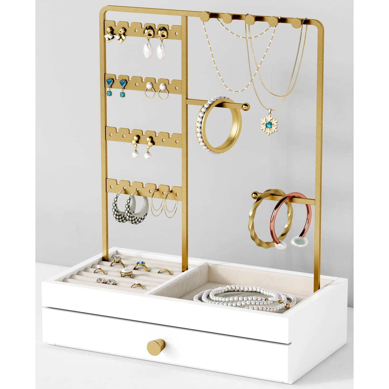 Dakota Fields Gold Jewelry Stand Organizer Necklace Holder | Wayfair