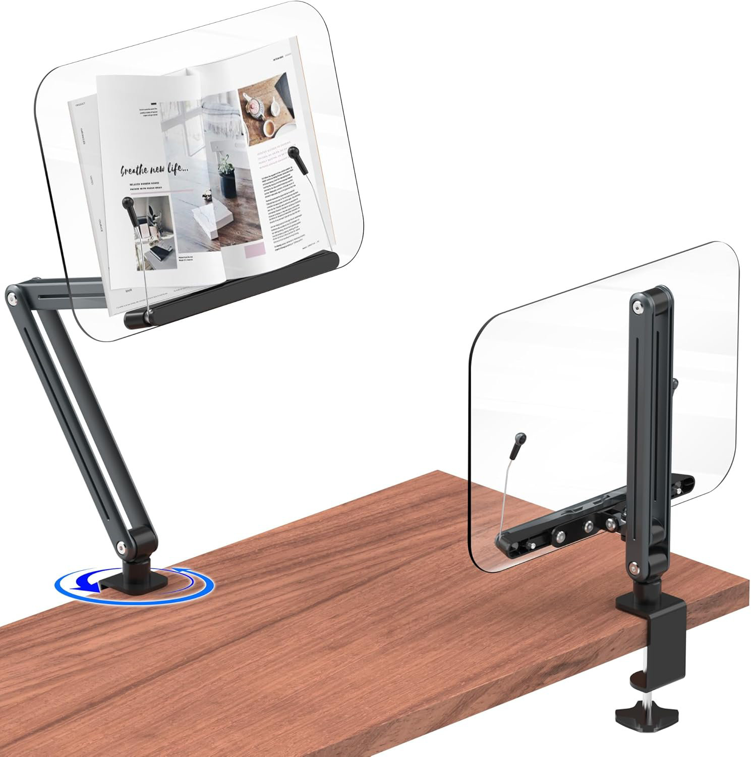 Inbox Zero Desk Clamp Acrylic Book Stand For Reading Ergonomic Design ...