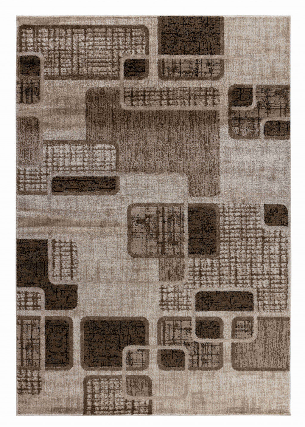 Union Rustic Rug Branch Geometric Modern Abstract Brown Beige Indoor ...