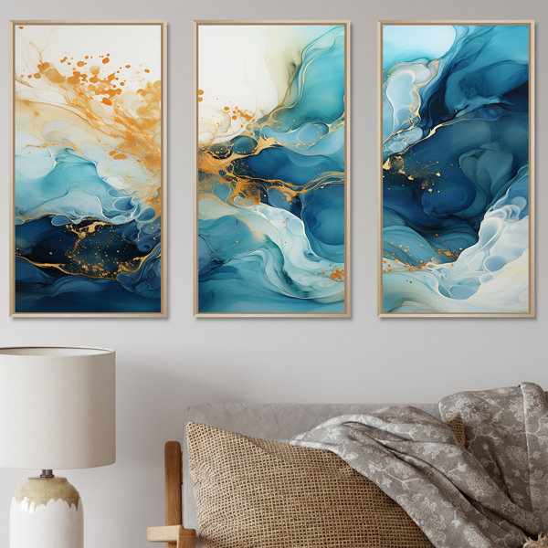 Mercer41 Ocean Fusion In Liquid Art - Ocean Canvas Art Set | Wayfair