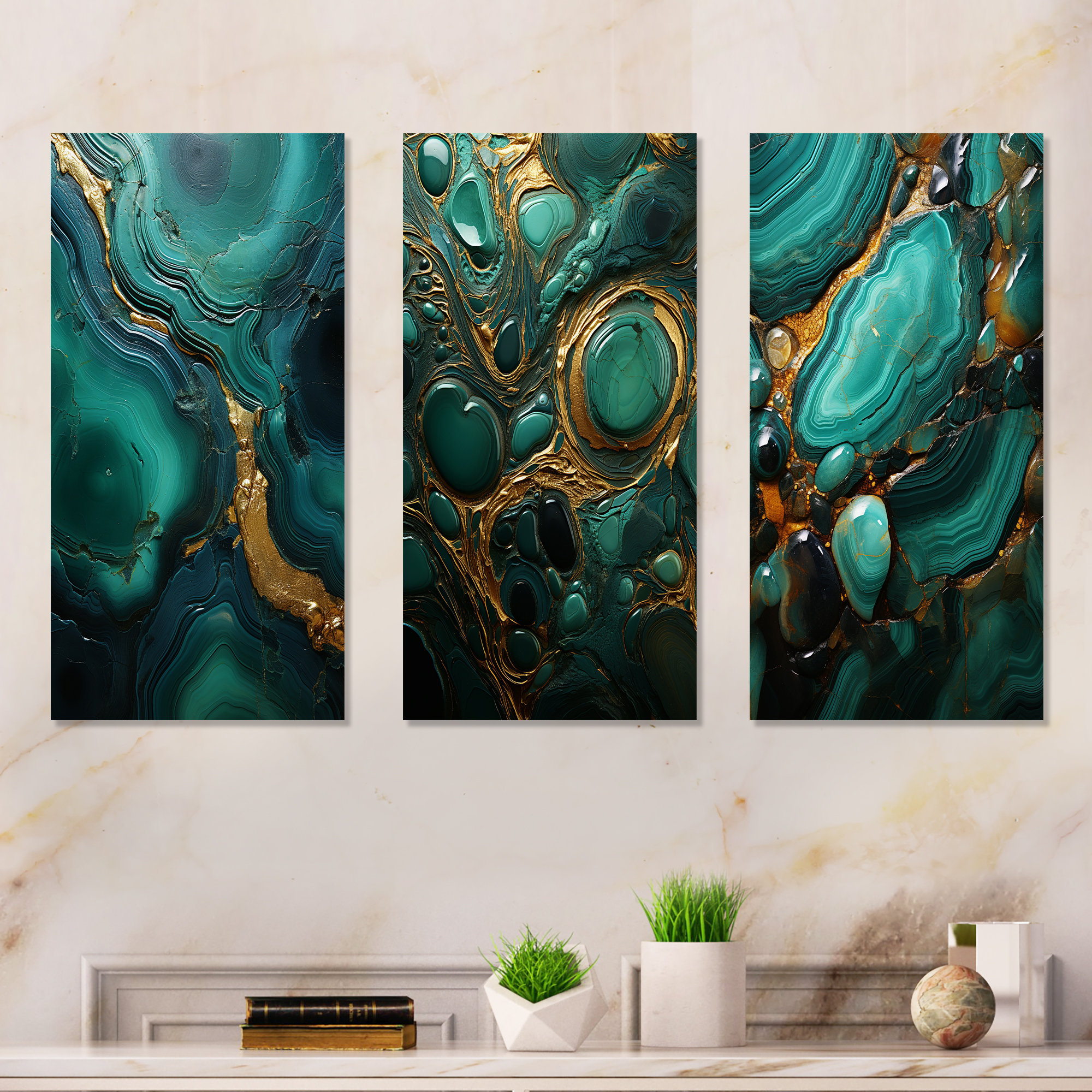 Mercer41 Spiritual Stone Malachite Renewal - Stone Geode Metal Prints ...