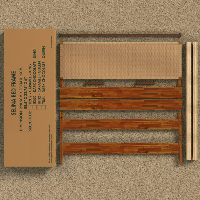 George Oliver Selina Solid Wood Platform Bed with Headboard, Bohemian ...