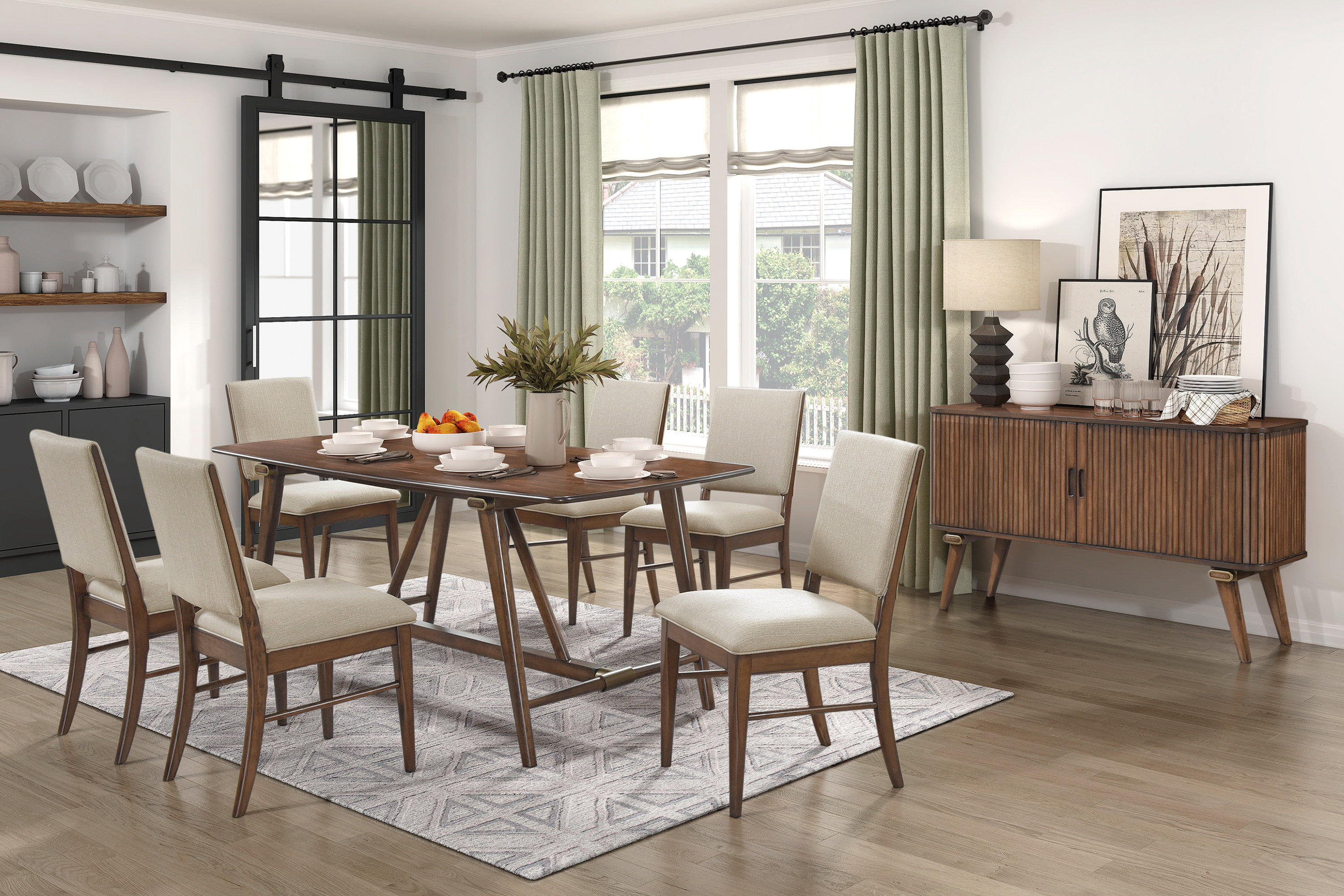 Wildon Home® Design Pc Dining Set Table And X Side Chairs Fabric ...